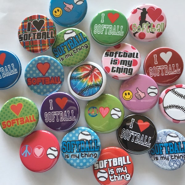 Softball Pin Back Buttons - Etsy