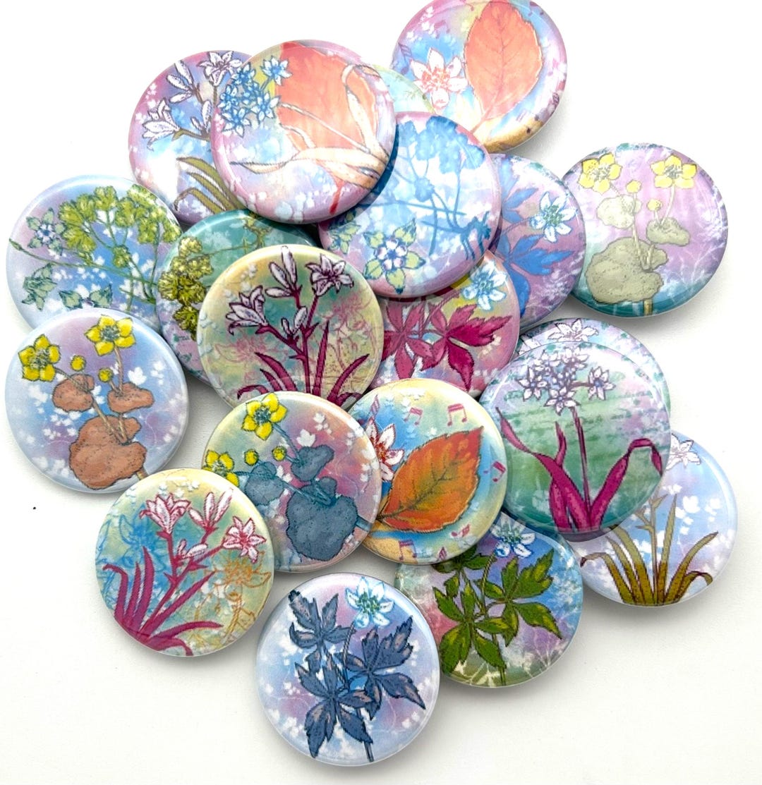 Whimsical Flower Buttons / Set of TWENTY / Various Sizes and Backs ...