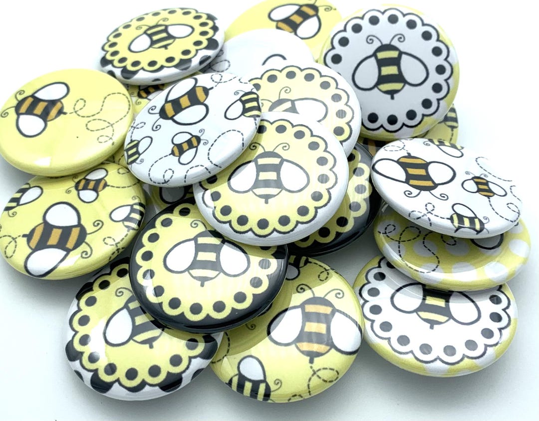 Bee Themed Buttons Set / Lot of TWENTY / Various Sizes and Backs ...