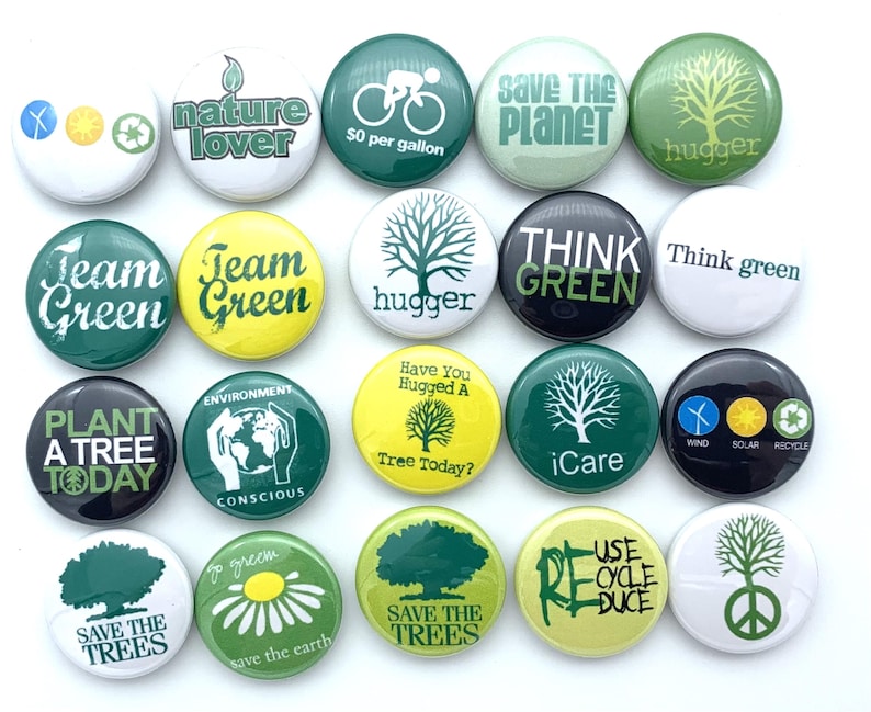 Earth Day Themed Set of 20 Buttons. Choose Size and Back Type - Etsy