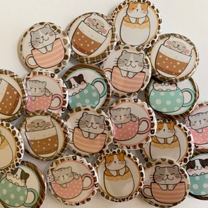 Cat Themed (20 Pack) of Buttons Choose From 1" 1.25" and 1.5" Pin, Flat ...