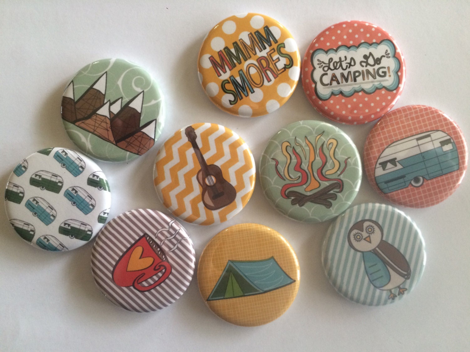 Camping themed gift button set of 10 1 1.25 or | Etsy