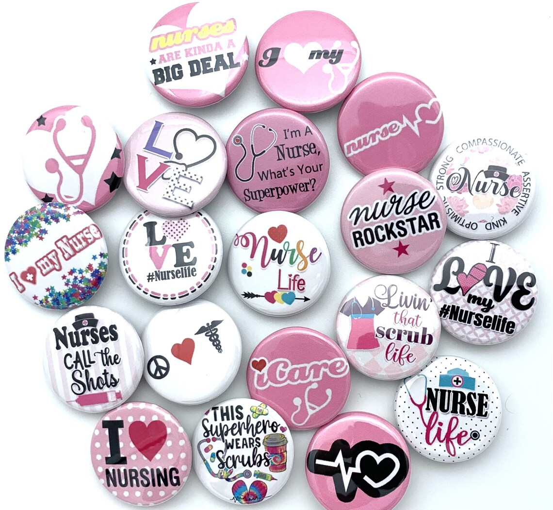 Nurse Buttons Set of TWENTY. Great for Badge Reels and Lanyard Pins ...