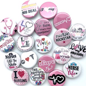Nurse Buttons Set of TWENTY. Great for Badge Reels and Lanyard Pins ...