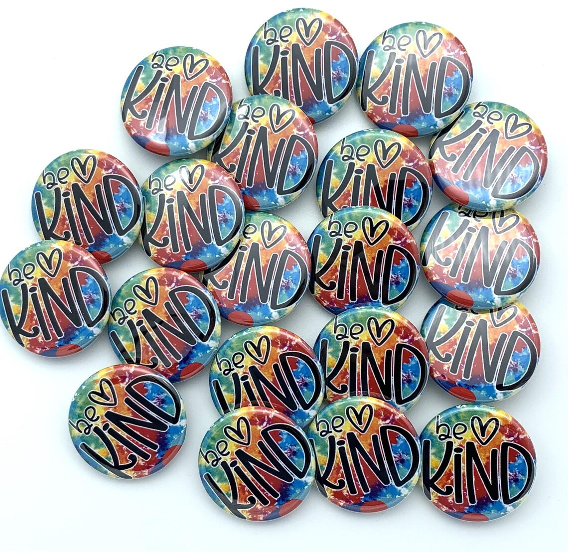 Be Kind TWENTY Pack of Buttons / Various Backs and Sizes / Promote ...