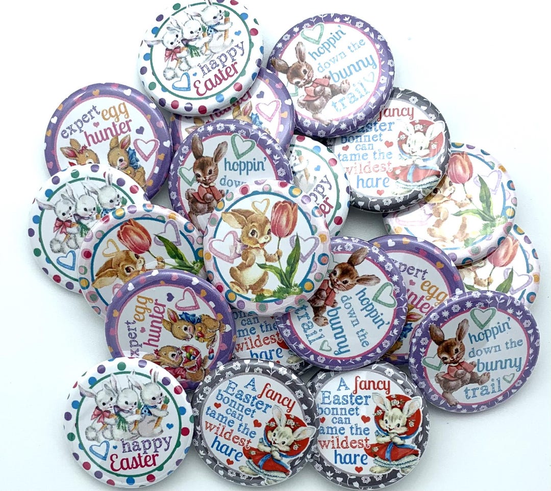 Retro Easter Buttons TWENTY PACK / Various Sizes and Backs / Church ...