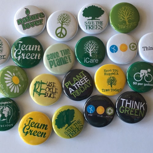 Go Green Earth Day Gift Button Set of 20 1 Inch 1.25 Inch 1.5 - Etsy