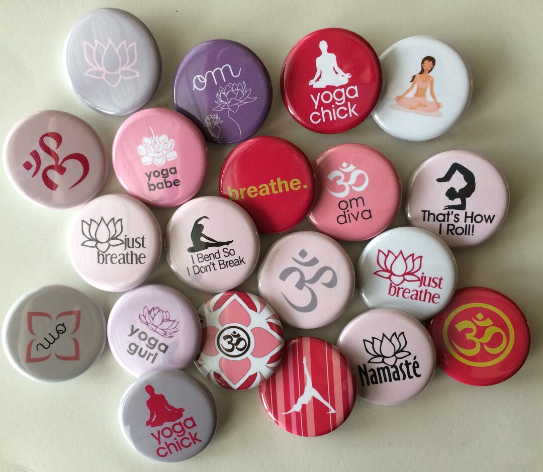 Yoga Themed Buttons. Set of 20 1" or 1.25". You Choose Pin, Hollow ...