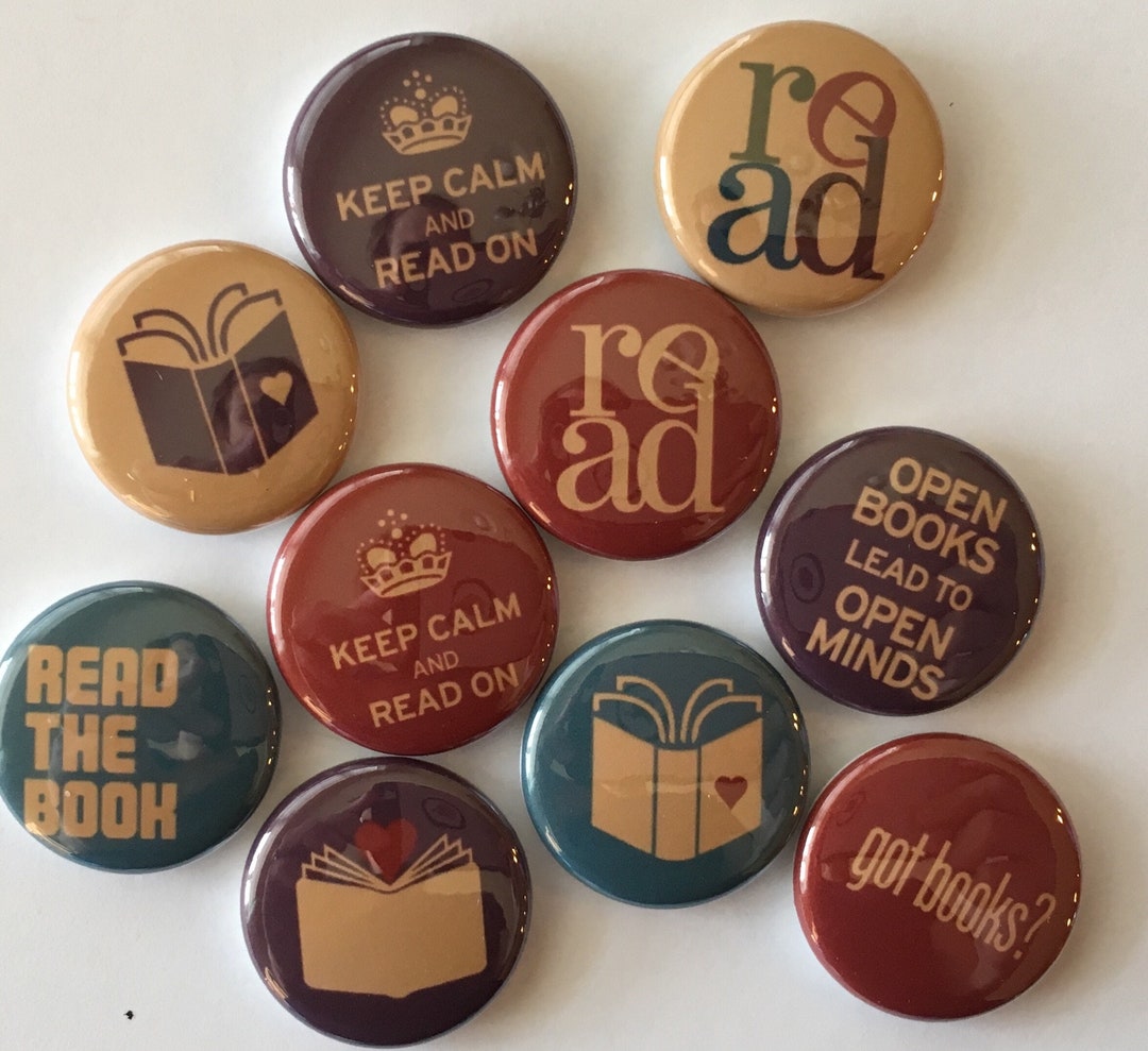 TEN (ten) Reading Book Lover Button Set. Choose From Multiple Sizes and Back Types. - Etsy