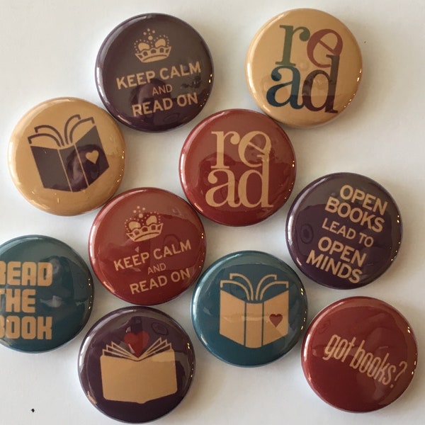 Library Buttons - Etsy