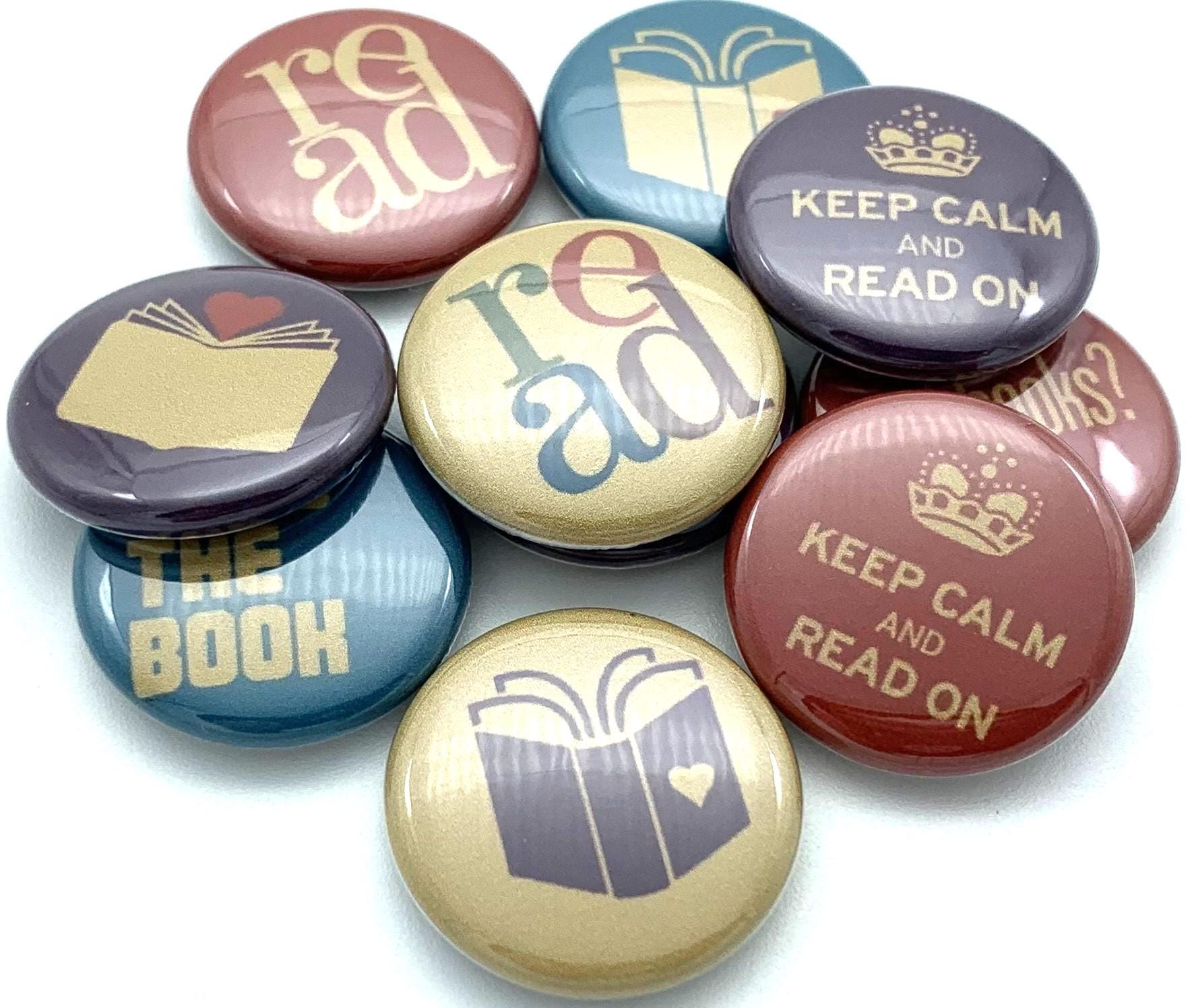 TEN (ten) Reading Book Lover Button Set. Choose From Multiple Sizes and ...