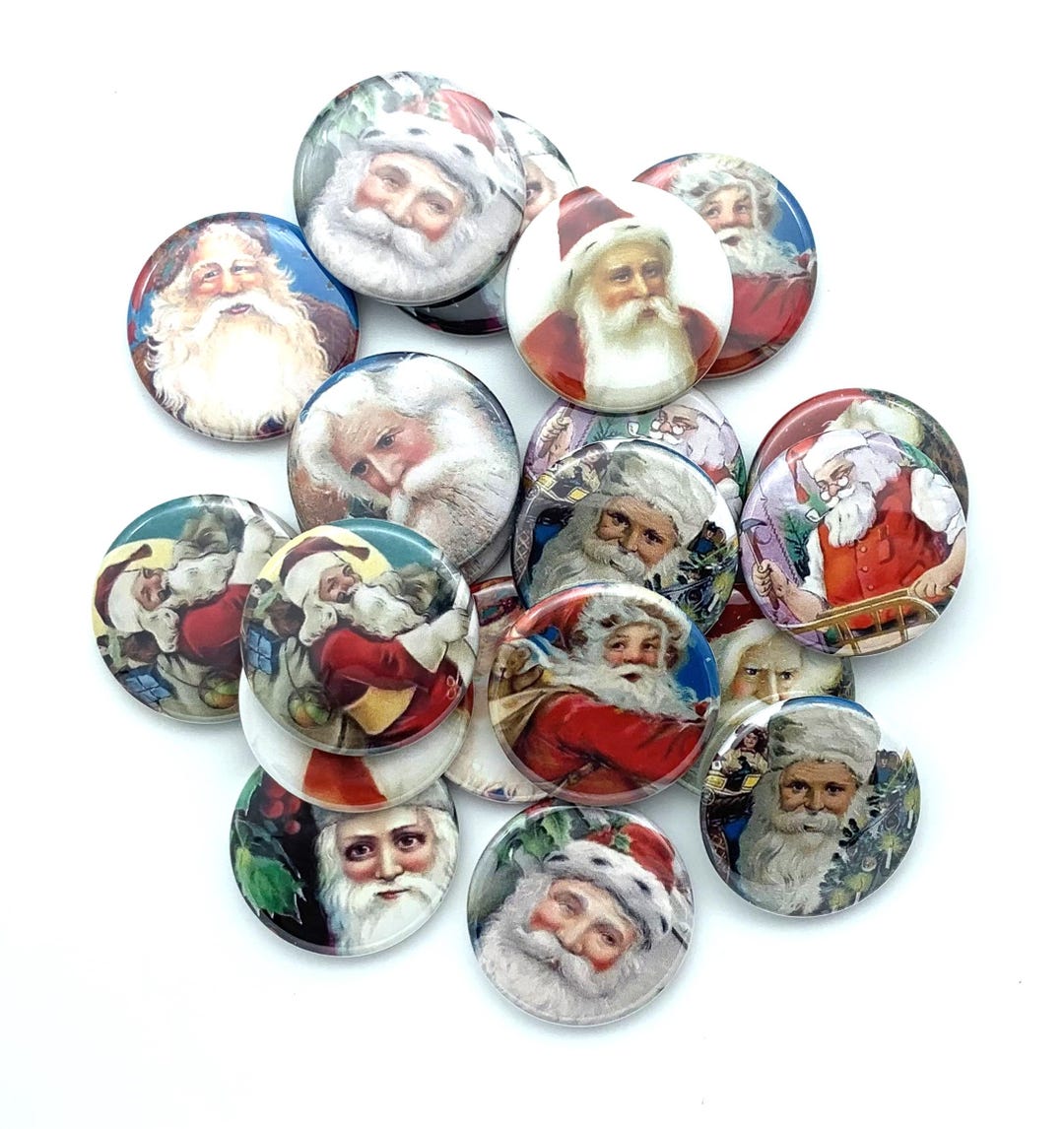 TWENTY Vintage Santa Claus Buttons. Various Size and Back Types. Great ...