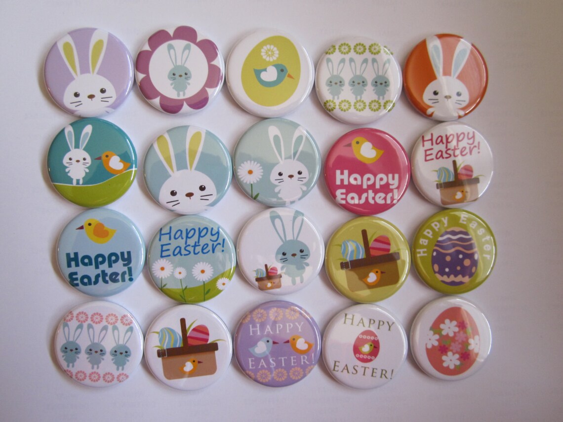 Easter Themed Button Set of 20 Pin Flat Hollow or Magnet - Etsy