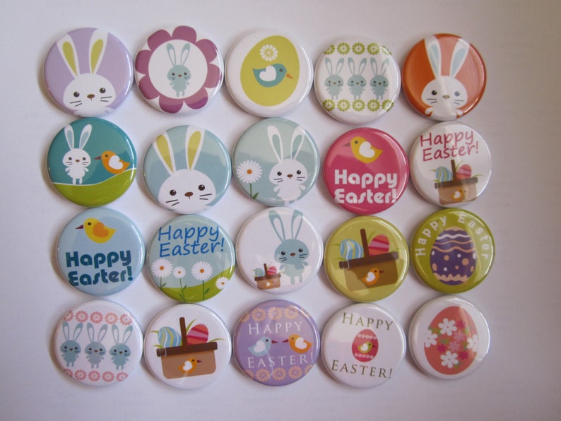 Easter Themed Button Set of 20 Pin Flat Hollow or Magnet - Etsy