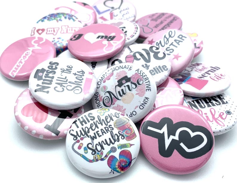 Nurse Buttons Set of TWENTY. Great for Badge Reels and Lanyard Pins ...