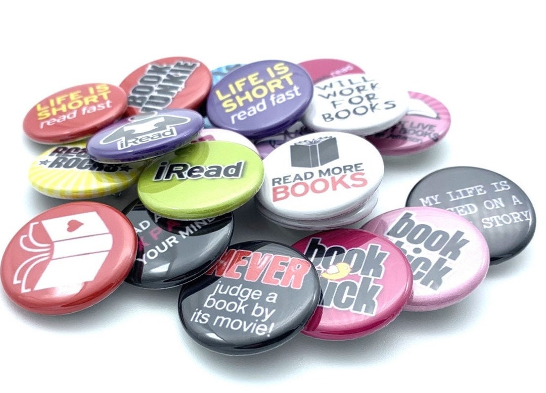 Book Club and Reading Themed Set of TWENTY Buttons Various Size and ...