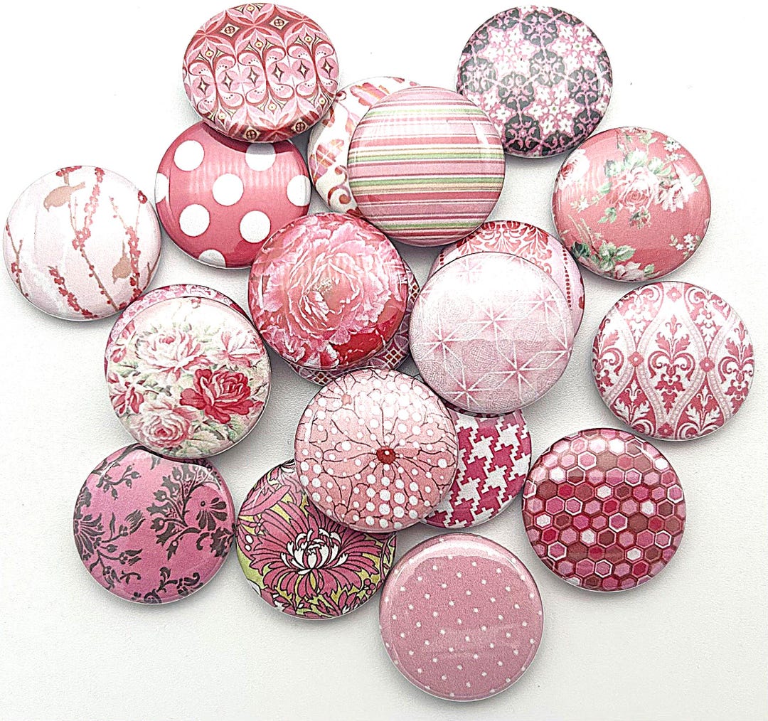 Pink Patterns Button Set of TWENTY / Various Sizes and Backs / Great ...