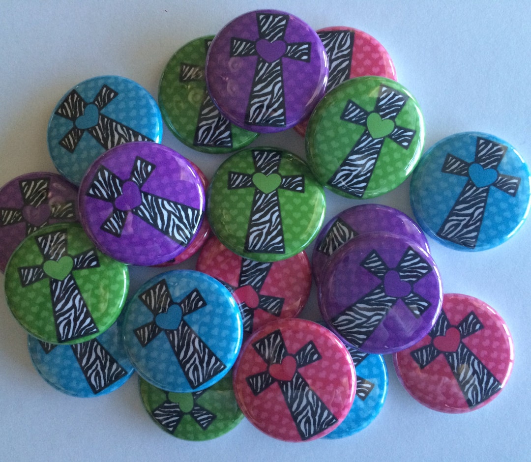 Cross Themed Set of 20 Buttons. 1" or 1.25" Choose From Pin, Hollow ...