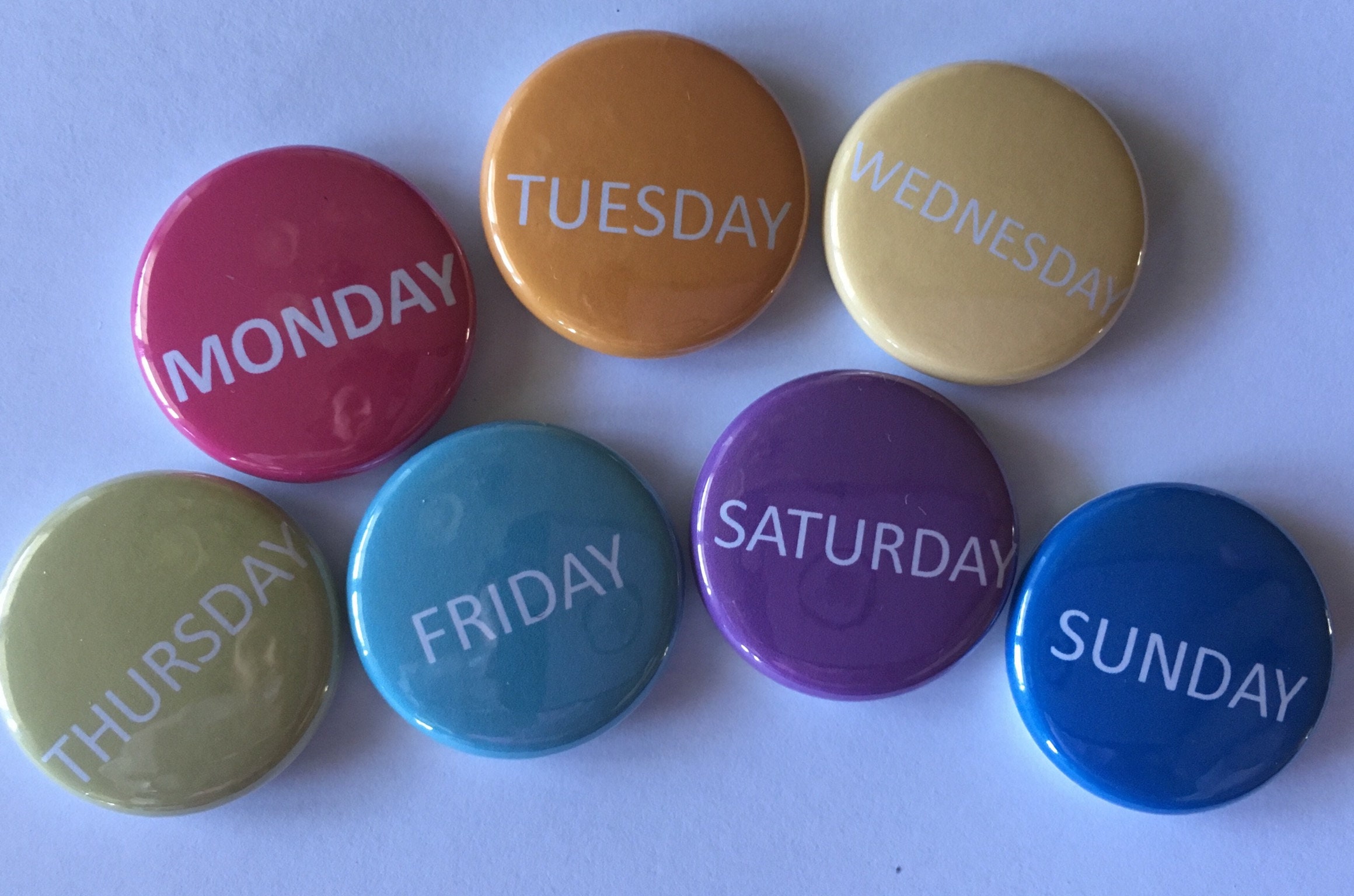 Magnets set of 7 button days of the week mini 1 inch or 1.25 | Etsy