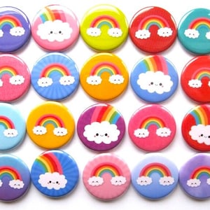 Rainbow Themed Set of 20 Colorful Rainbow 1" or 1.25 Inch Buttons ...
