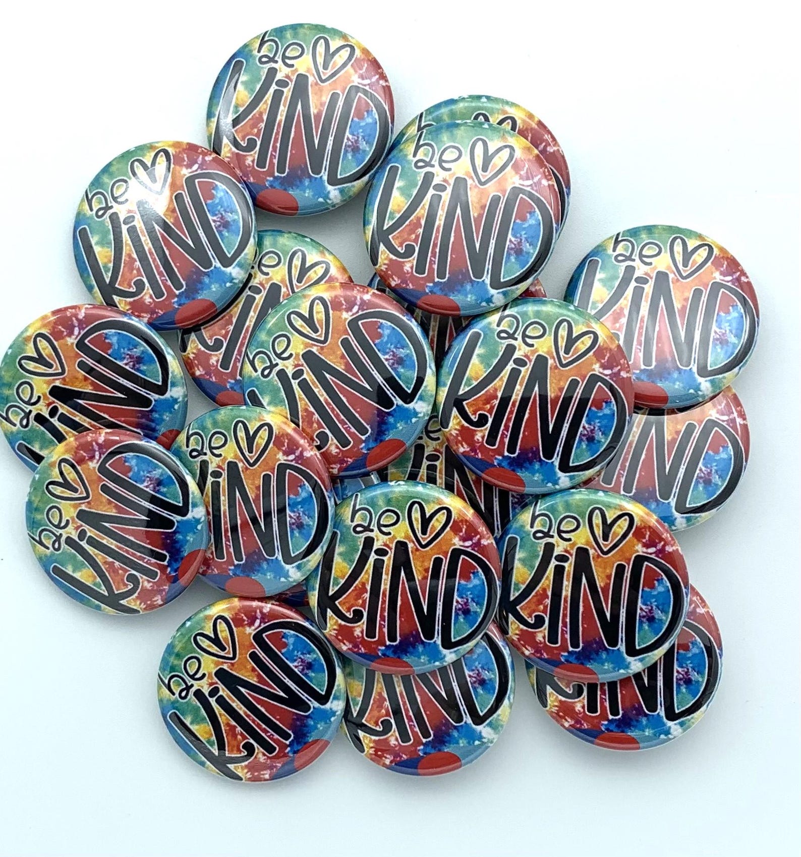 Be Kind TWENTY Pack of Buttons / Various Backs and Sizes / Promote ...