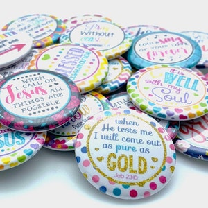 Bible Scripture Inspirational Set of 20 Buttons. 1" , 1.25", 1.5" or 1. ...