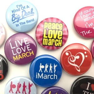 Marching Band Buttons Set of TWENTY (20) 1" 1.25" 1.5" or 1.75" Pin ...