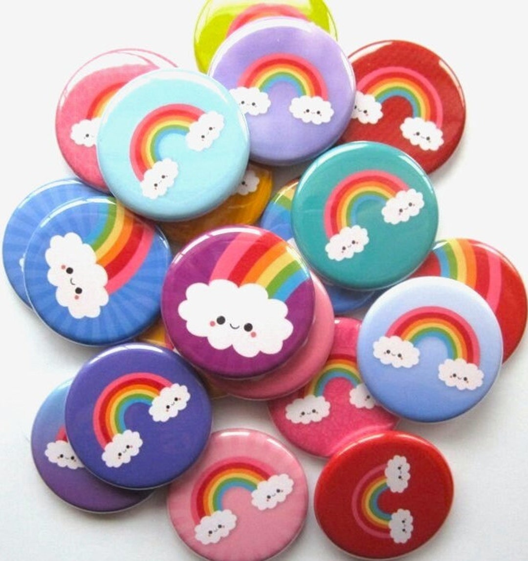 Rainbow Themed Set of 20 Colorful Rainbow 1" or 1.25 Inch Buttons ...