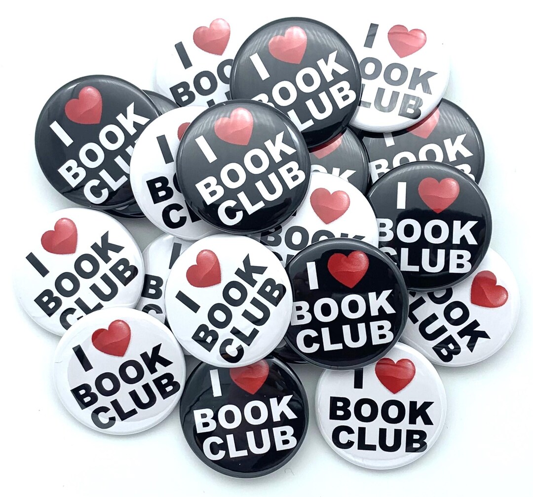 I Love Book Club Gift Buttons Set of TWENTY / Various Backs and Sizes ...