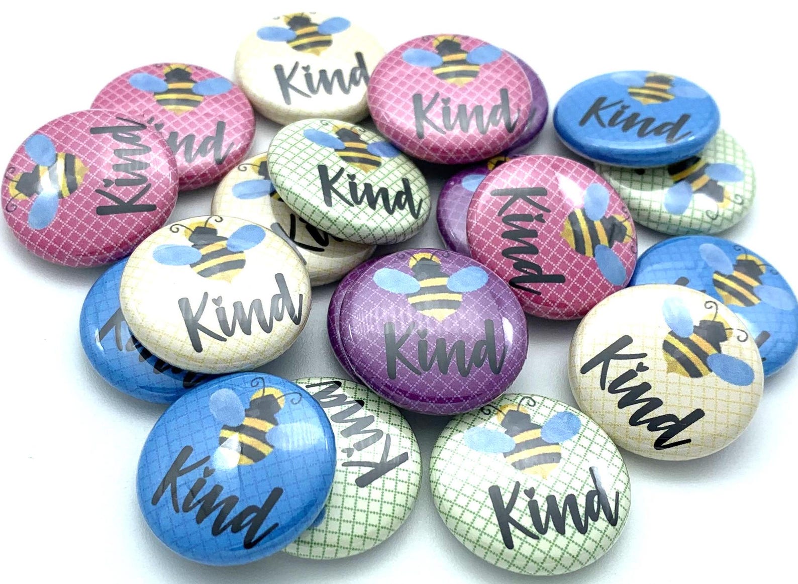 Be Kind Bee Themed (20 Pack) Party Favor Buttons 1" or 1.25 or 1.5 ...