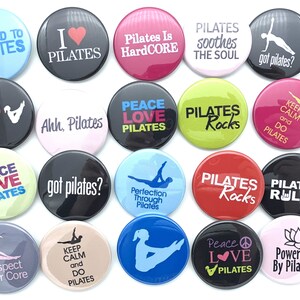 Pilates Themed Gift Set of 20 1" 1.25": or 1.5 Inch Buttons Pinback ...