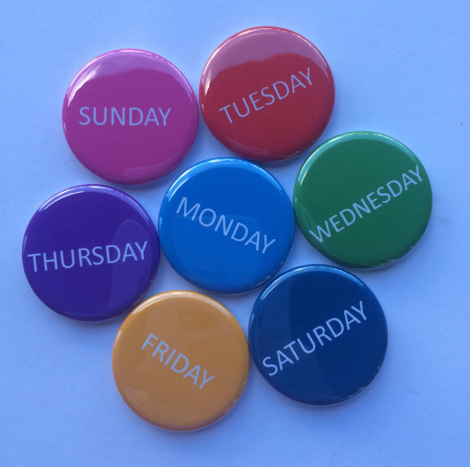 Magnets set of 7 button days of the week mini 1 inch or 1.25 | Etsy