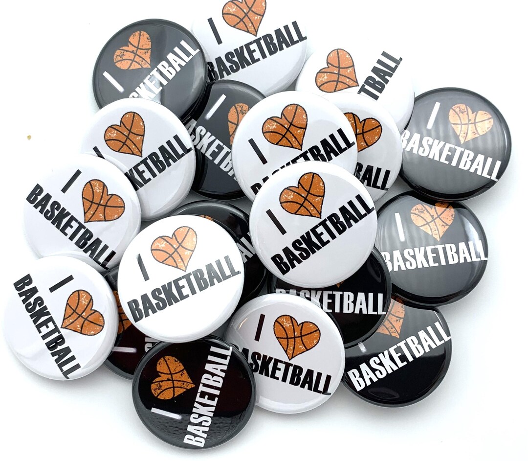 TWENTY I Love (heart) Basketball Buttons Various Sizes and Back Types ...
