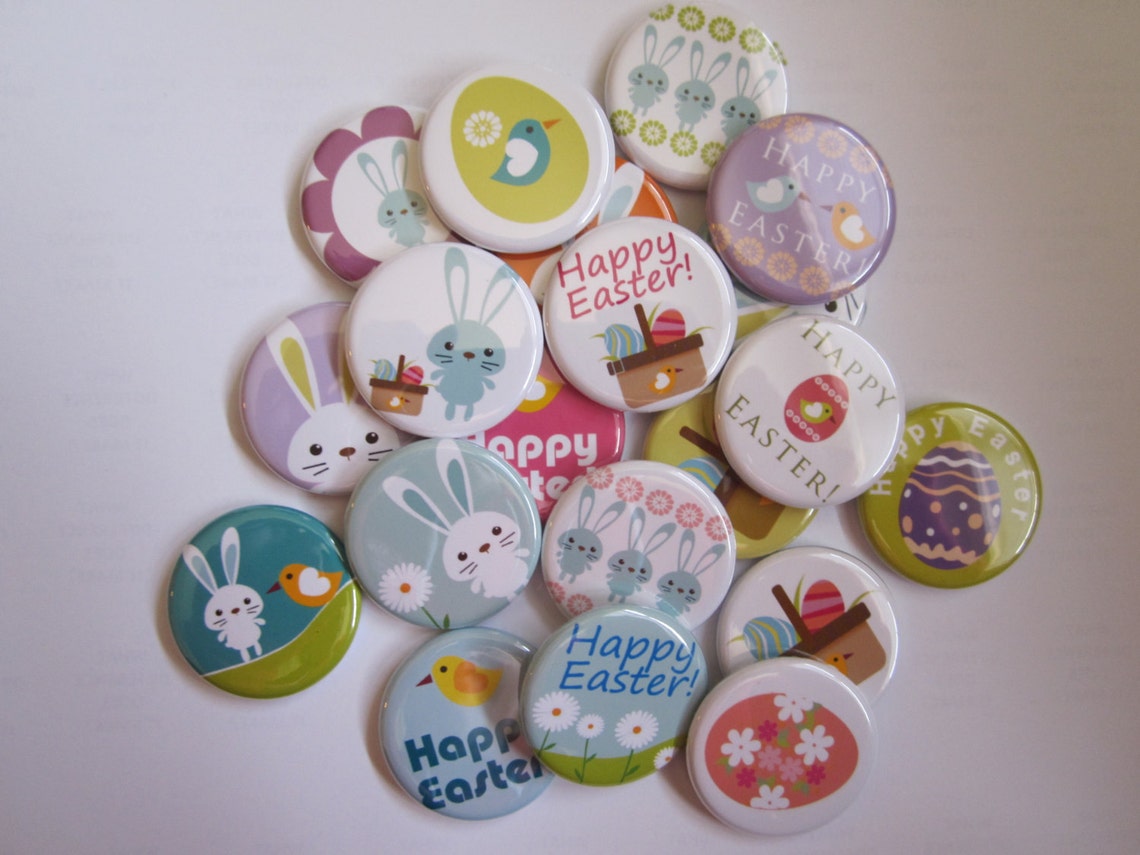 Easter Themed Button Set of 20 Pin Flat Hollow or Magnet - Etsy