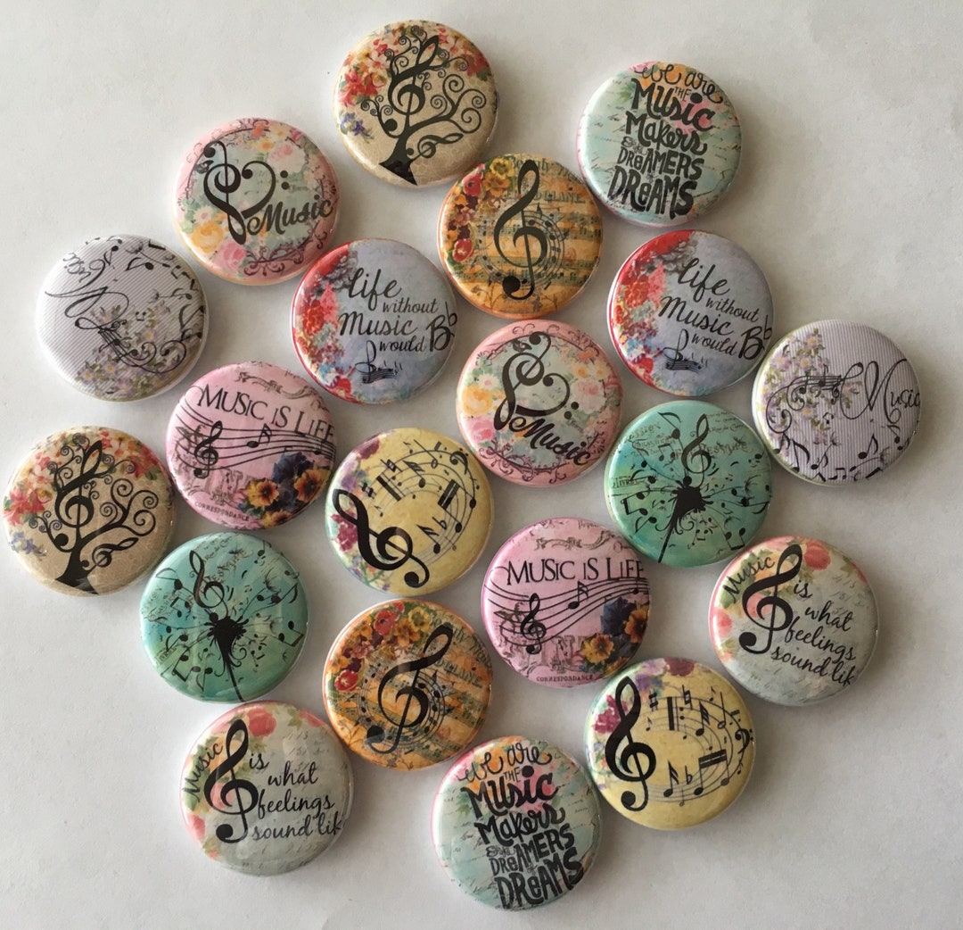 Music Pin Buttons Set of TWENTY. Musician Award or Gift Great Party ...