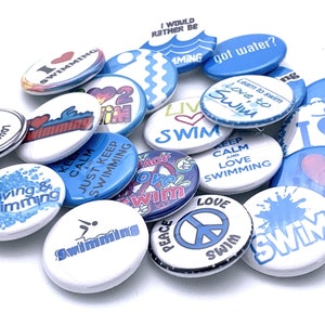 Swim Team Swimmer Themed (20 Pack) 1" or 1.25 Inch Buttons Pin Flat ...