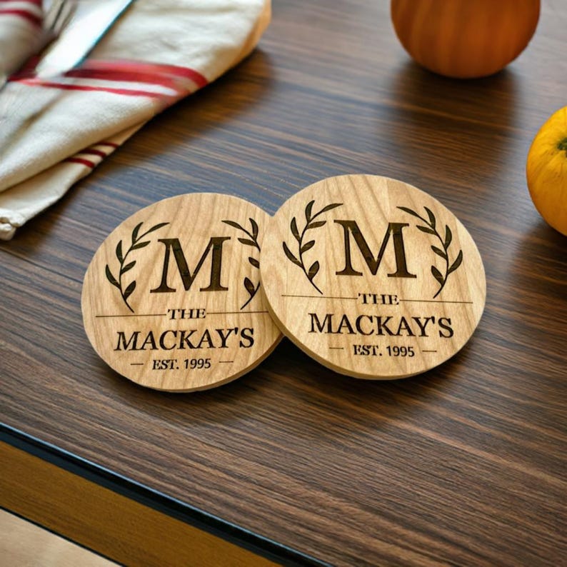 Personalized Family Monogram Coaster - Set of 4 - Etsy