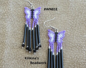 Beaded butterfly earrings | Etsy