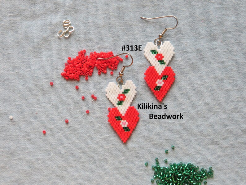 Native American Style Beaded Valentine's Heart Earrings | Etsy
