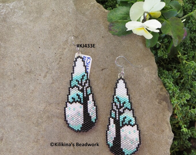 Winter Tree Earrings Seed Bead Tree Earrings Native American Style ...