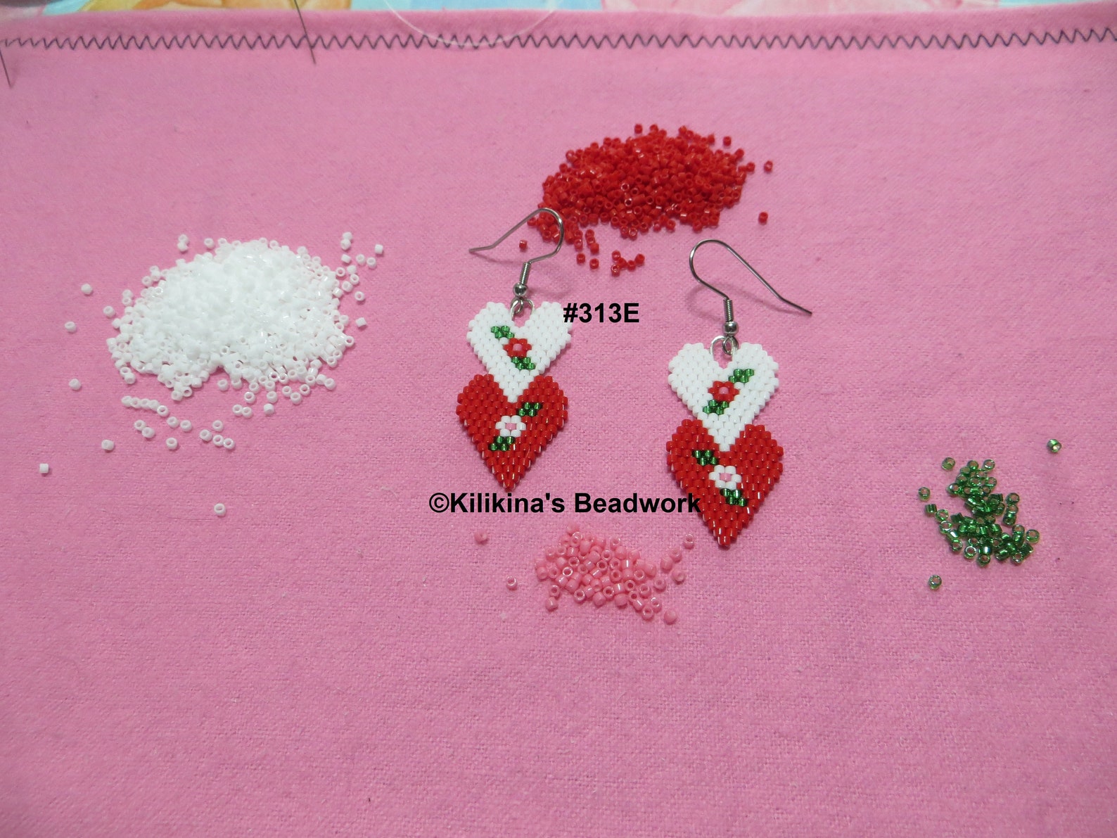 Native American Style Beaded Valentine's Heart Earrings | Etsy