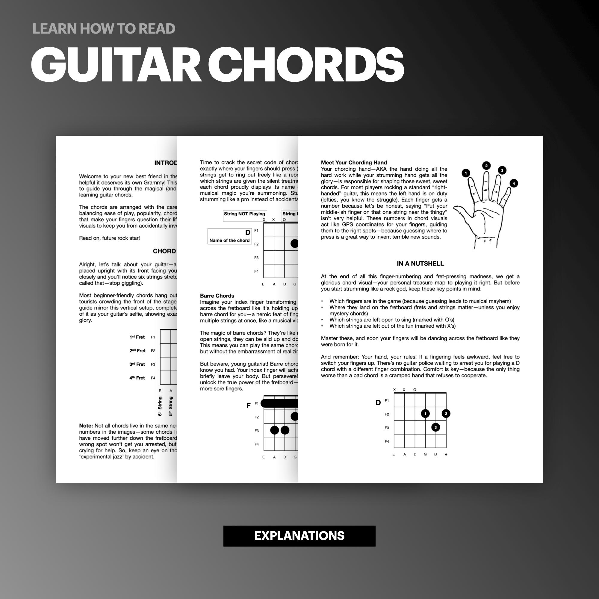 Guitar Chords Book: 96 Essential Chords, Colored & B/W Versions (PDF ...