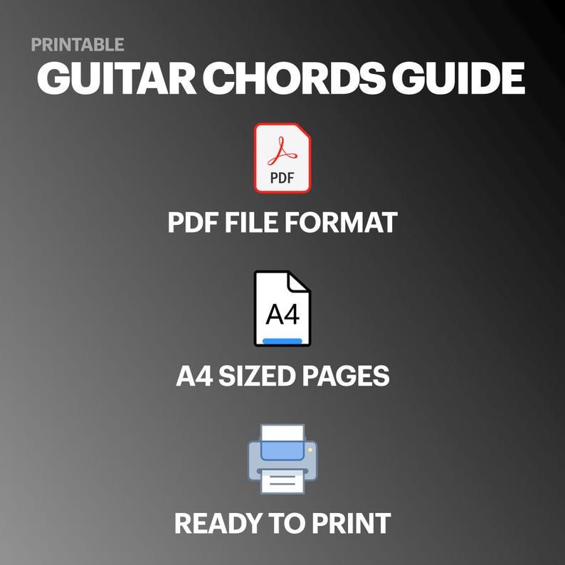 Guitar Chords Book: 96 Essential Chords, Colored & B/W Versions (PDF ...