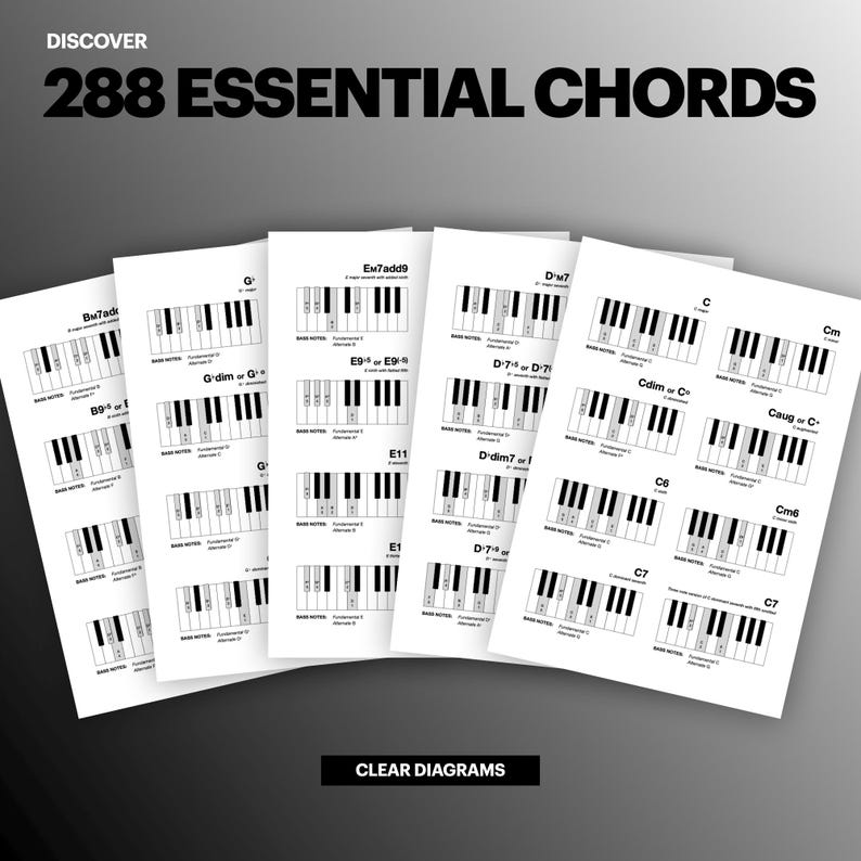 Piano Chords Book: 288 Essential Chords, Kids & B/W Versions (PDF) - Etsy