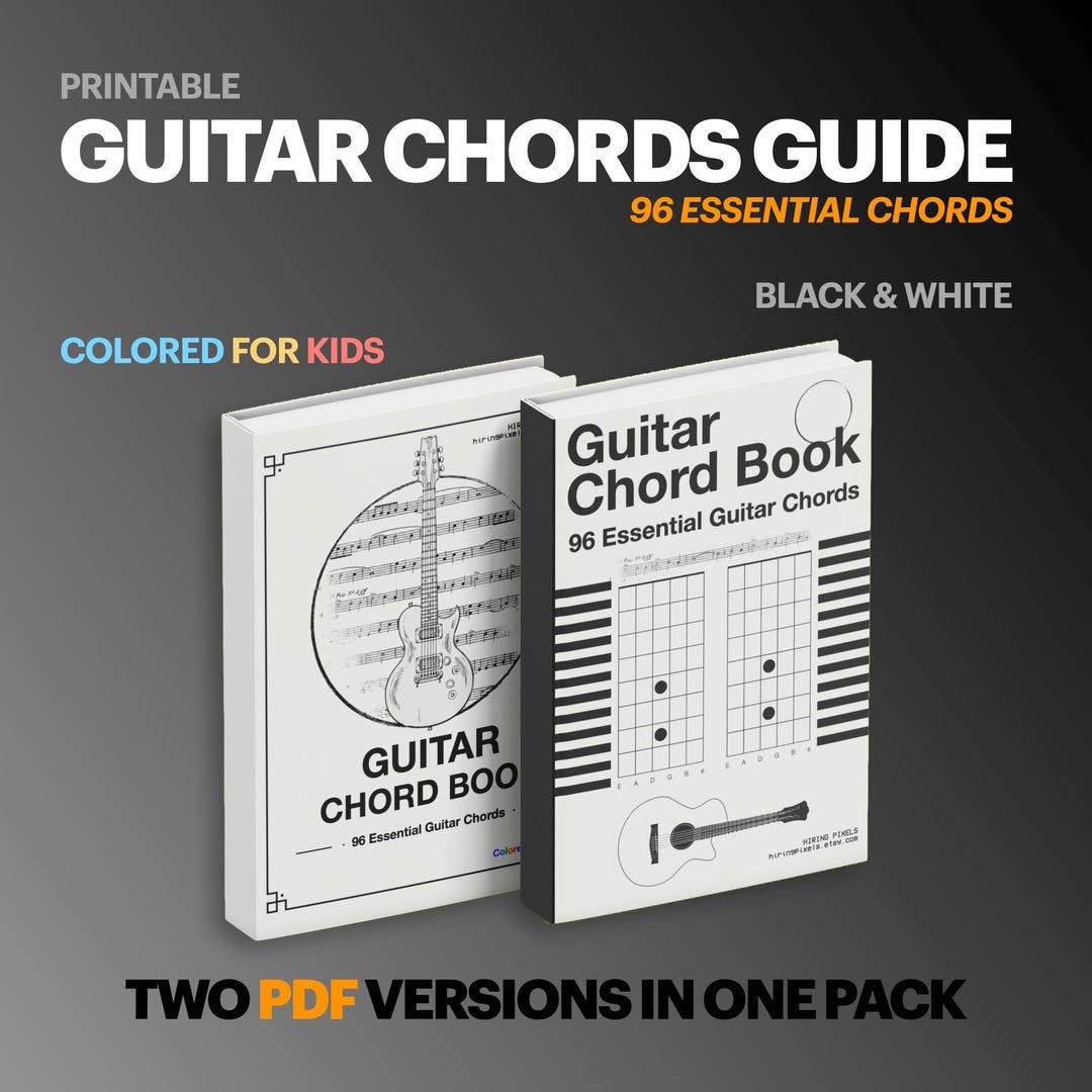 Guitar Chords Book: 96 Essential Chords, Colored & B/W Versions (PDF ...