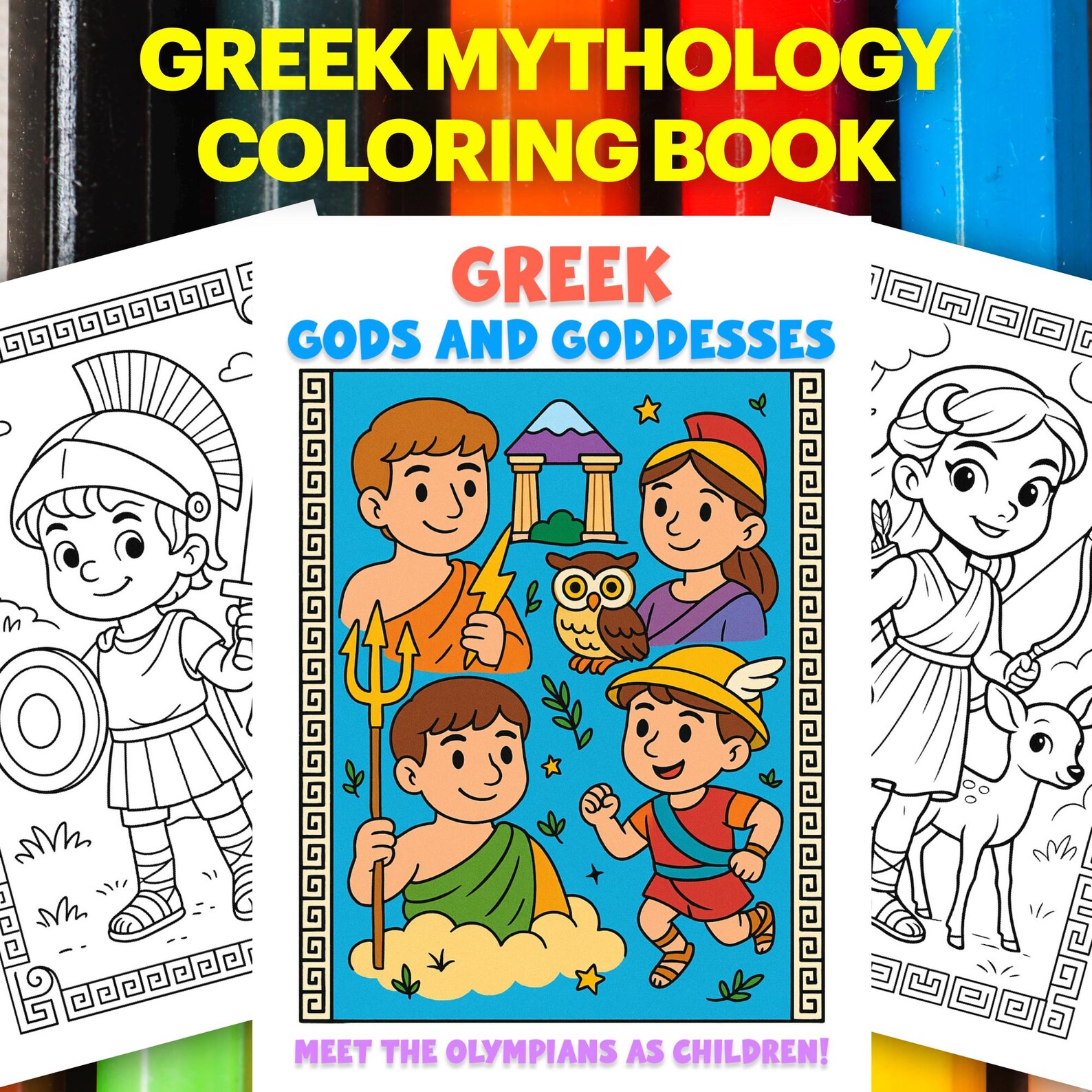 Greek Mythology Coloring Book for Kids: Olympian Gods & Goddesses ...