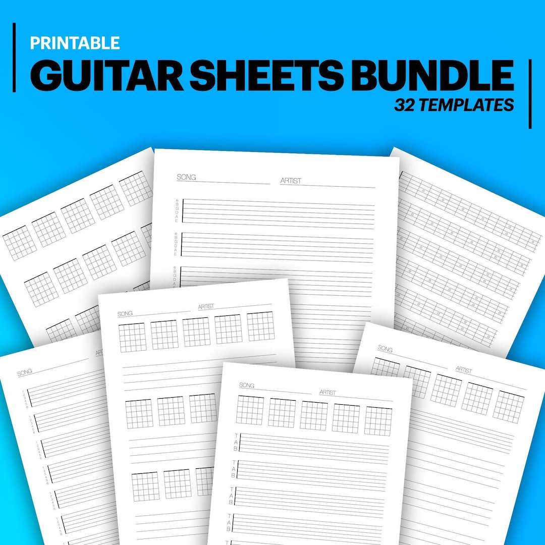 Guitar Practice Sheets: 32 Printable Templates (PDF Download) - Etsy