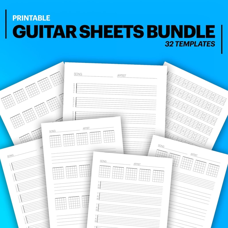 Ultimate Printable Guitar Practice Sheet Bundle: PDF Files for 6 ...