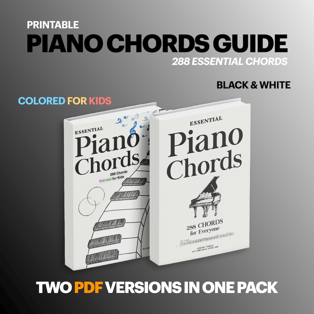 Piano Chords Book: 288 Essential Chords, Kids & B/W Versions (PDF) - Etsy