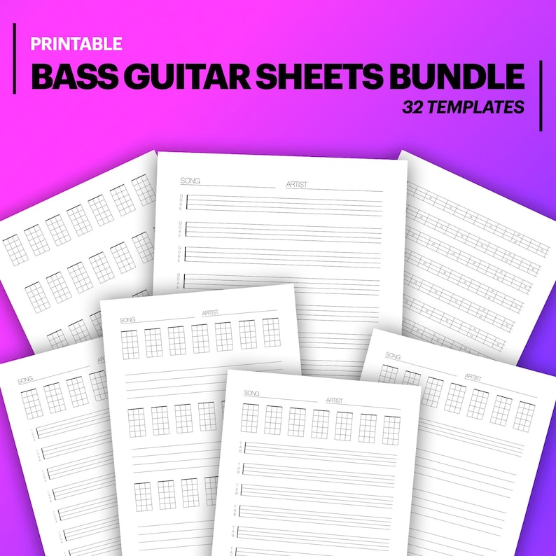 Ultimate Printable Bass Guitar Practice Sheet Bundle: PDF Files for ...